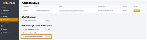 using the filebase ipfs pinning service api