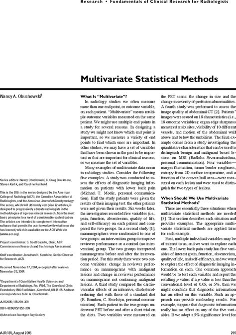 Multivariate Statistical Methods Ajr