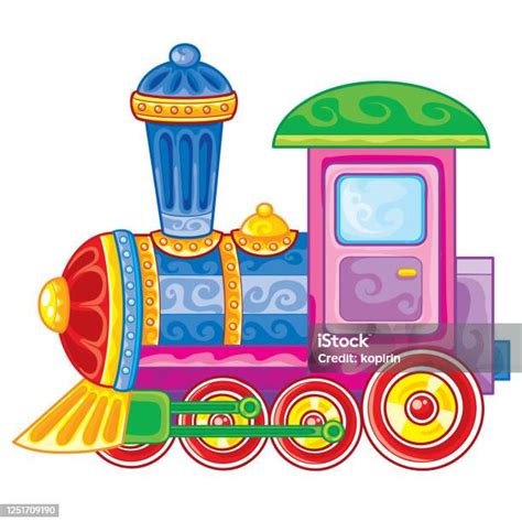 장난감 증기 엔진 색깔 흰색 배경에 고립 된 개체 벡터 일러스트 만화 일러스트 0명에 대한 스톡 벡터 아트 및 기타 이미지 0명 강철 교육 Istock