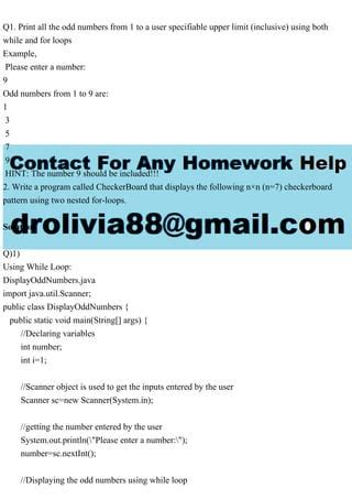 Q Print All The Odd Numbers From To A User Specifiable Upper Lim Pdf