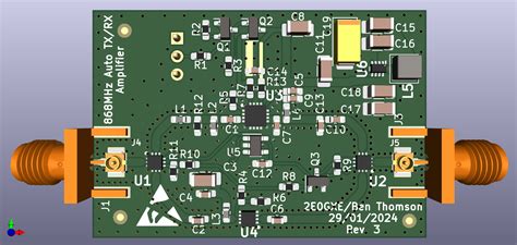 lora 4 watt saturated 3w nominal power amplifier and receive lna module