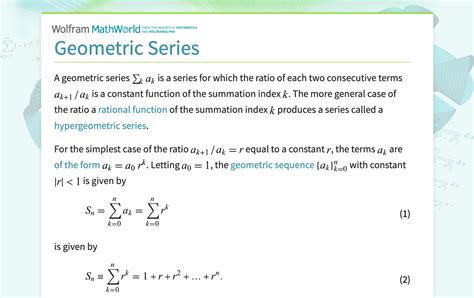 geometric series from wolfram mathworld