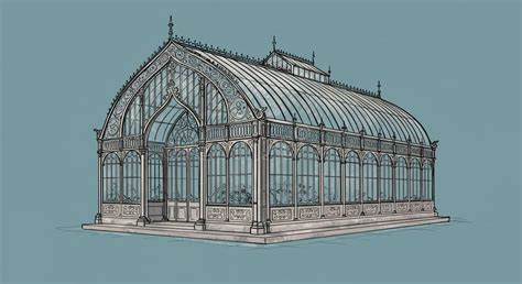 Victorian Style Greenhouse With Ornate Ironwork And Large Glass Panes