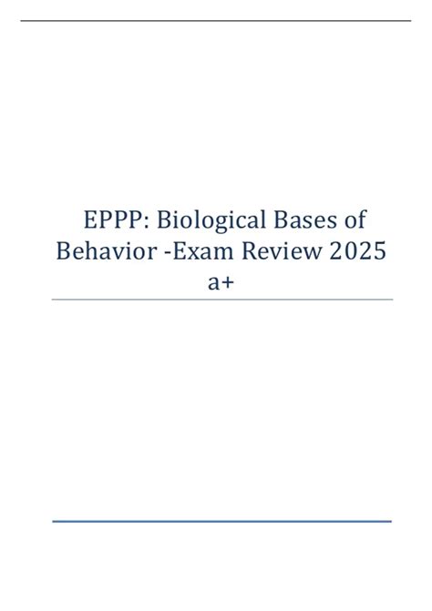Eppp Biological Bases Of Behavior Exam Review 2025 A Eppp Biological Bases Of Behavior