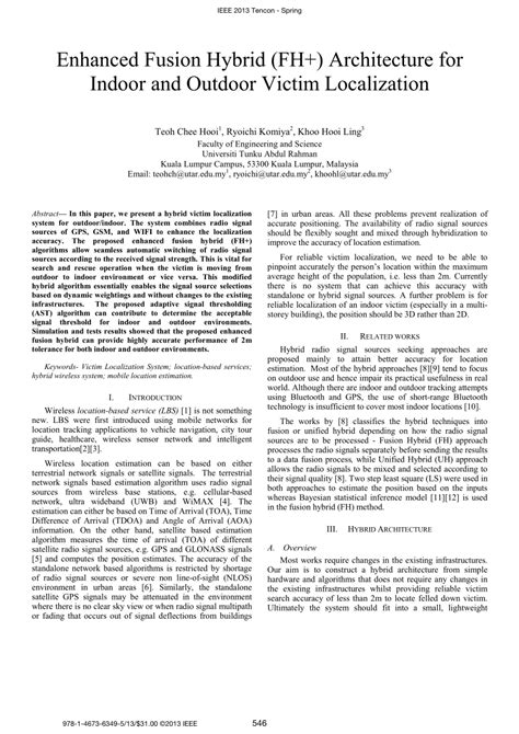 Pdf Enhanced Fusion Hybrid Fh Architecture For Indoor And Outdoor Victim Localization