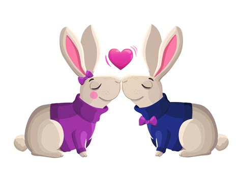 Dos Conejos Besándose Aislados De Fondo Blanco 13524445 Vector En Vecteezy