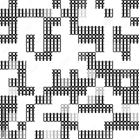 Abstract Black And White Geometric Shapes Seamless Pattern Mesh Minimal Design Stock