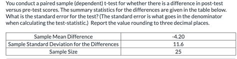 Solved You Conduct A Paired Sample Dependent T Test For