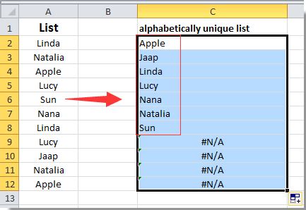 How To Create A Unique Alphabetically Sorted List From A Column In Excel
