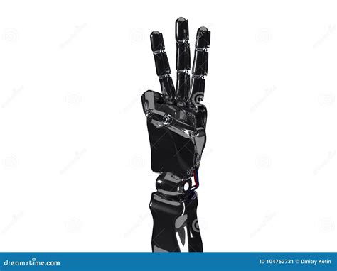 Robotic Hand Shows Three Fingers 3d Rendering Stock Illustration