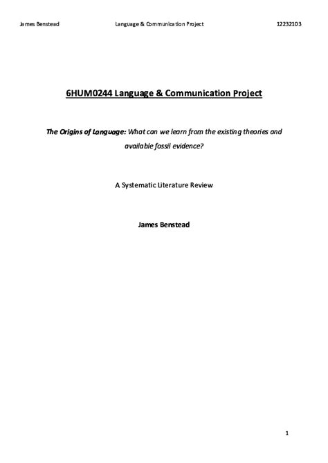 pdf the origins of language a systematic literature review