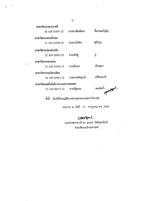 ประกาศคณะอักษรศาสตร์ เรื่อง รายนามผู้ได้รับรางวัลคะแนนยอดเยี่ยมเสื้อครุยคณะ และผู้ได้รับเหรียญ