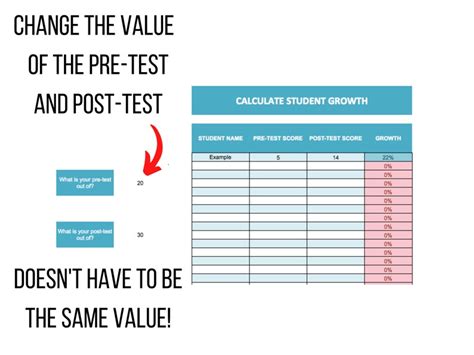 Student Growth Excel Template Teacher Excel Template Calculate Growth