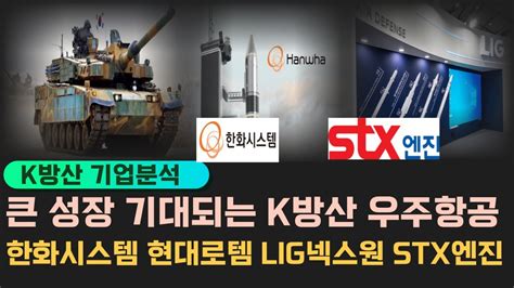 K방산 큰 성장이 기대되는 진격의 K방산한화시스템 현대로템 Lig넥스원 한화에어로스페이스 Stx엔진 현대위아 Youtube