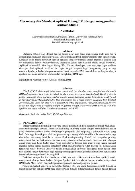 Pdf Merancang Dan Membuat Aplikasi Hitung Bmi Dengan Menggunakan