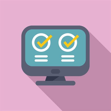 Aprobado En Línea Registro Icono Plano Vector Multifactorial Ordenador