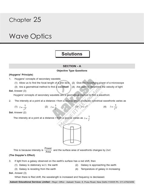 25 Wave Optics Solutions Pdf Diffraction Wavelength