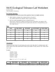Ecological Tolerance Lab Island Biogeography Analysis Course Hero