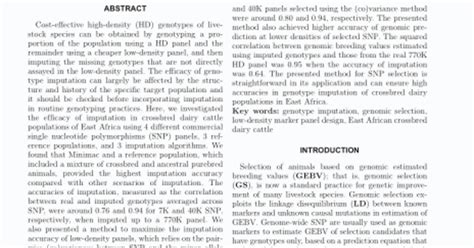 The Feasibility Of Using Low Density Marker Panels For Genotype