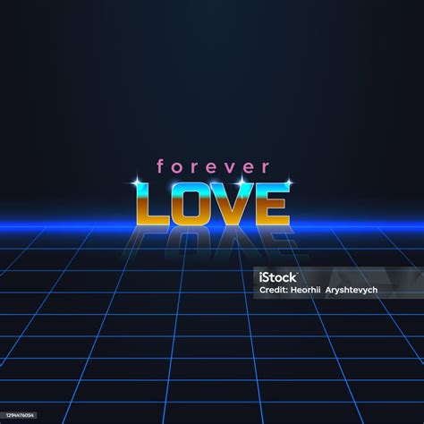 헤드 라인 간판 텍스트 영원히 사랑의 복고풍 미래주의 스타일의 간단한 벡터 일러스트 1980 1989 년에 대한 스톡 벡터 아트 및 기타 이미지 1980 1989 년
