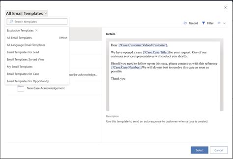 Insert Templates Faster With Email Template Views Microsoft Dynamics Blog