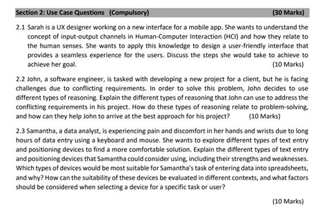 Section 2 Use Case Questions Compulsory 30 Marks 21 Sarah Is A Ux Designer Working On A