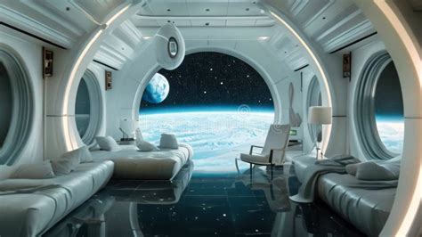 A Spacious, Modern Room Featuring Futuristic Design Elements and a Large Window Offering a ...