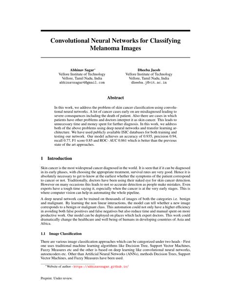 pdf convolutional neural networks for classifying melanoma images
