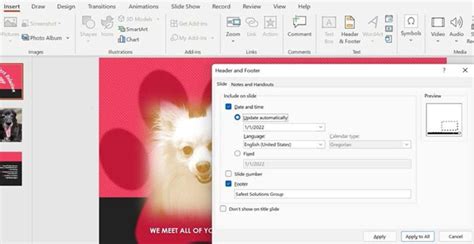 adding headers and footers to slides learn