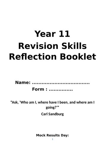Gcse Tutor Time Revision Skills Workbook Teaching Resources