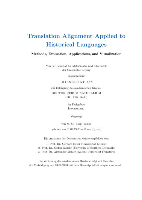 Pdf Translation Alignment Applied To Historical Languages