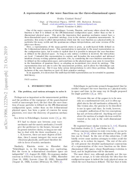 Pdf A Representation Of The Wavefunction On The 3 Dspace