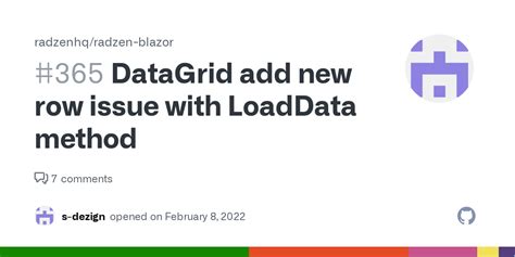 Datagrid Add New Row Issue With Loaddata Method · Issue 365 · Radzenhq