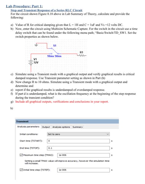 Solved Lab Procedure Part Step And Transient Response Of Chegg