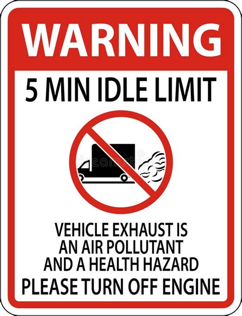 Warning Min Idle Limit Sign On White Background Stock Vector Illustration Of Boating