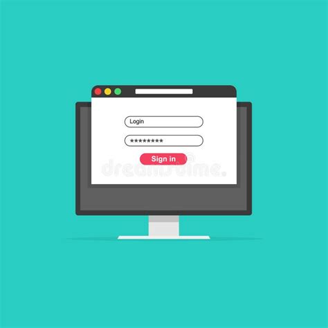 Computer Or Monitor With Login And Password Form Page On Screen Sign