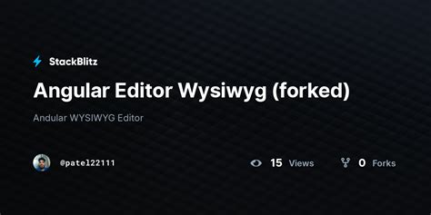 Angular Editor Wysiwyg Forked Stackblitz