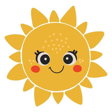 귀여운 태양 만화 캐릭터 행복한 태양 벡터 눈을 가진 여름 햇살 태양 고립 된 벡터 프리미엄 벡터