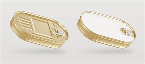 주석은 텍스트 3d 렌더링 템플릿 황금 타원형 용기에서 통조림 물고기의 보기와 새로운 디자인을 할 수 있습니다 강철에 대한 스톡 사진 및 기타 이미지 Istock