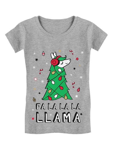 Tstars Girls Ugly Christmas Tshirt Fa La La Llama Ugly Christmas Shirt