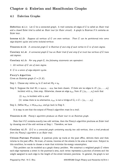 graph 4 lecture 4 chapter 4 eulerian and hamiltonian graphs 4