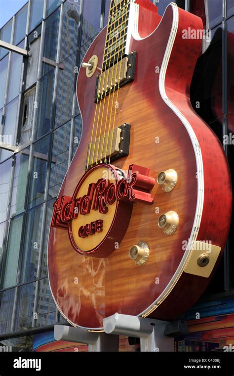 Huge Guitar Outside The Hard Rock Cafe On The Las Vegas Strip Stock