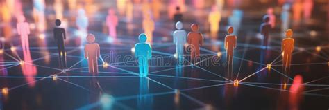 Colorful 3d Avatars Connected By Glowing Lines In A Dynamic Digital Network Representing Social