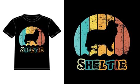 Funny Sheltie Vintage Retro Sunset Silhouette Ts Dog Lover Dog Owner