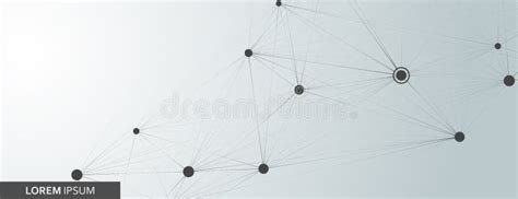 Vector Molecular Connection Pattern With Dots And Lines In Black Stock