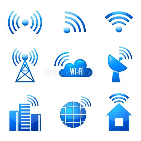 Black Wireless Icons Set Icons For Wifi Control Access And Ra Stock Vector Illustration Of
