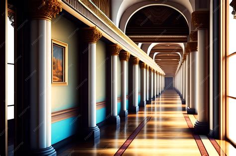 Premium Ai Image Long Gallery Corridor Built In Classical Style