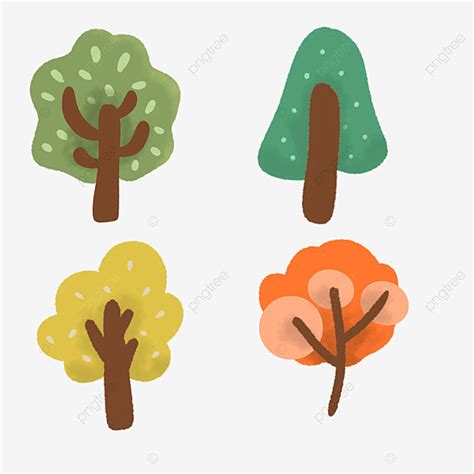 귀여운 나무 일러스트 그림 나무 삽화 화려한 Png 일러스트 및 Psd 이미지 무료 다운로드 Pngtree