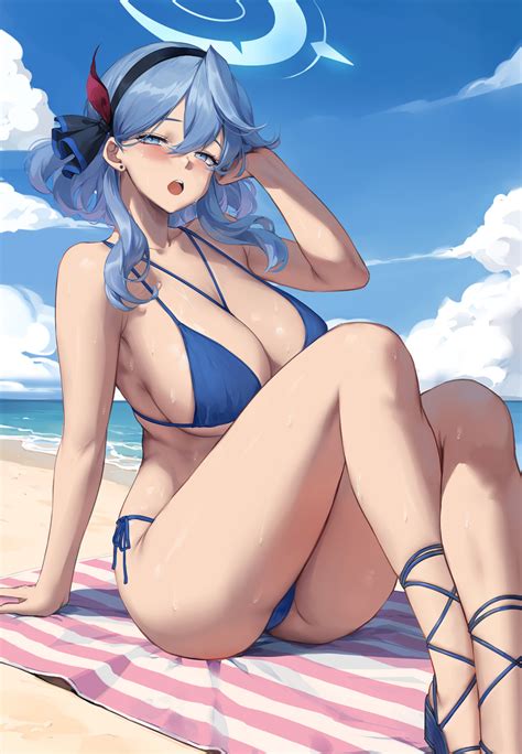 Rule 34 Ako Blue Archive Bare Shoulders Beach Bikini Blue Archive