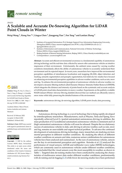 pdf a scalable and accurate de snowing algorithm for lidar point